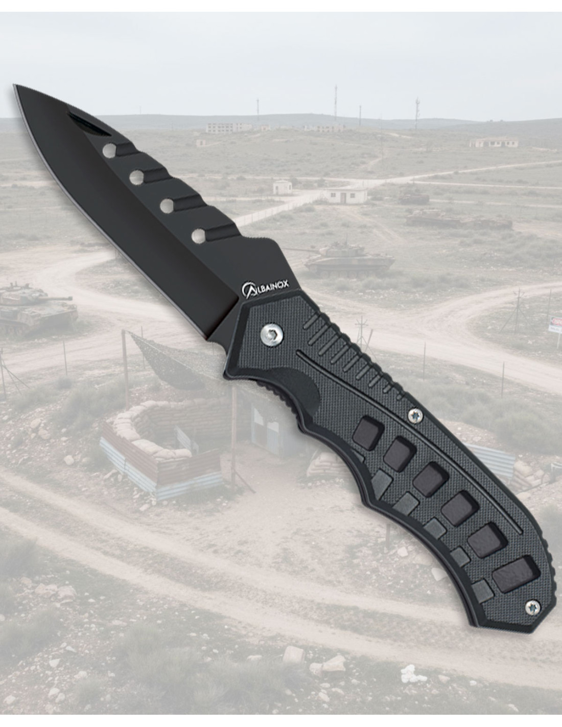 Albainox Black Tactical Knife, ABS Handle ⚔️ Medieval Shop