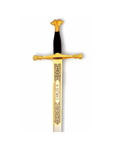 Golden Carlos V sword, stainless steel ⚔️ Medieval Shop
