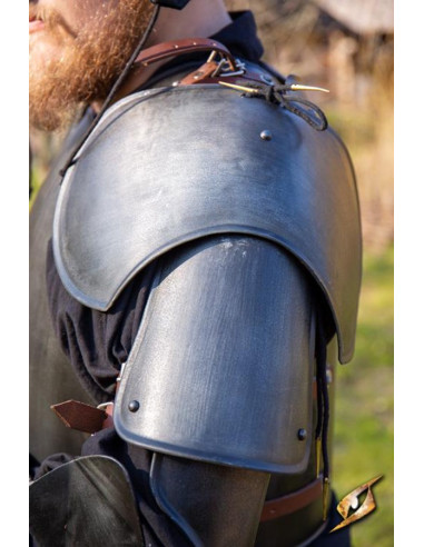 Medieval warrior shoulder pads, black finish ⚔️ Medieval Shop