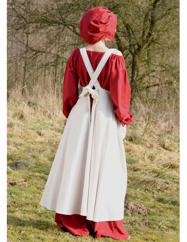 Ruth medieval apron in cotton, natural white color ⚔️ Medieval Shop