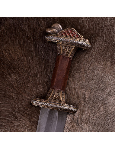 Scandinavian sword Vendel era in Damascus steel, brass finish ⚔️ ...