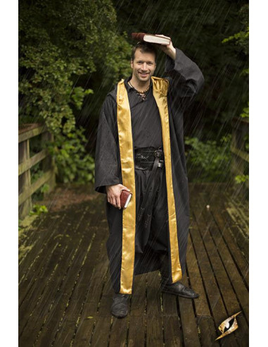 Wizard robe with hood, black-gold ⚔️ Medieval Shop