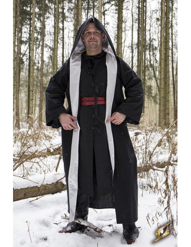 Hooded Wizard Robe, black-silver ⚔️ Medieval Shop