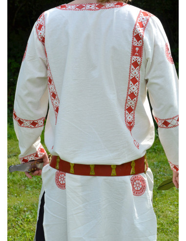 Long-sleeved Roman tunic with red embroidery ⚔️ Medieval Shop