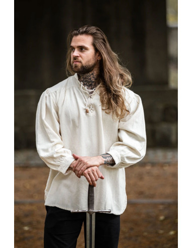Cream medieval shirt with ties ⚔️ Medieval Shop