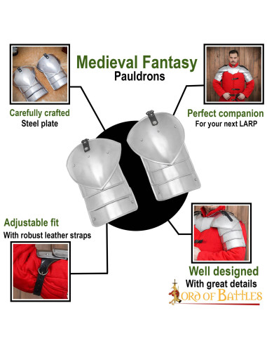 Medieval Soldier Shoulder Pads Fantasy, Mild Steel ⚔️ Medieval Shop