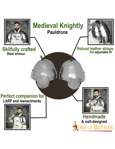 Large medieval knight shoulder pads, mild steel ⚔️ Medieval Shop
