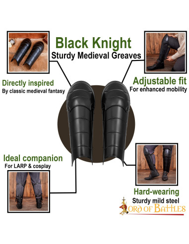 Dark Knight blackened greaves with knee pads ⚔️ Medieval Shop