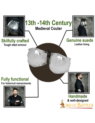 Medieval mild steel elbow guard, S. XIII-XIV ⚔️ Medieval Shop