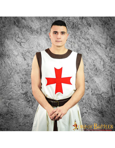 White Templar Knight tabard with red cross ⚔️ Medieval Shop