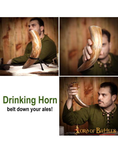 Medieval drinking horn with natural finish ⚔️ Medieval Shop