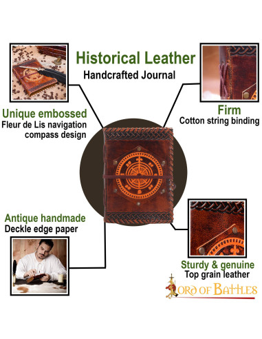 Navigator's Compass Notebook in Leather ⚔️ Medieval Shop