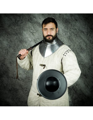 Functional round shield black steel, for fencing ⚔️ Medieval Shop