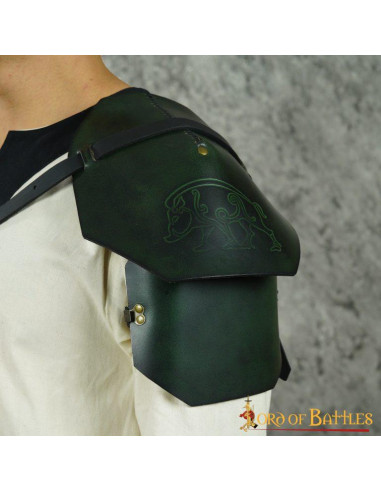 Leather pauldron with embossed design Kingdom of Mercia ⚔️ Medieval