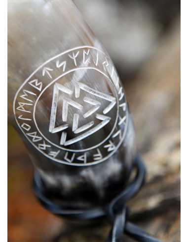 Celtic Valknut horn with support (200-300 ml.) ⚔️ Medieval Shop