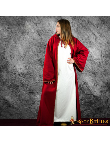 Red winter medieval cape for women, with sleeves ⚔️ Medieval Shop