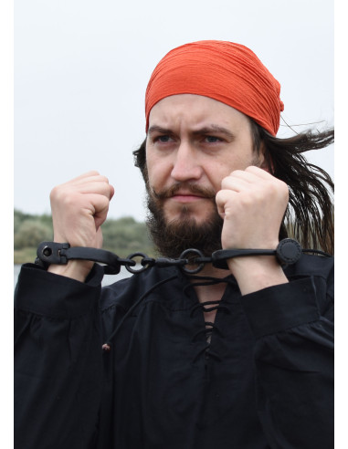 Medieval handcuffs in black steel ⚔️ Medieval Shop