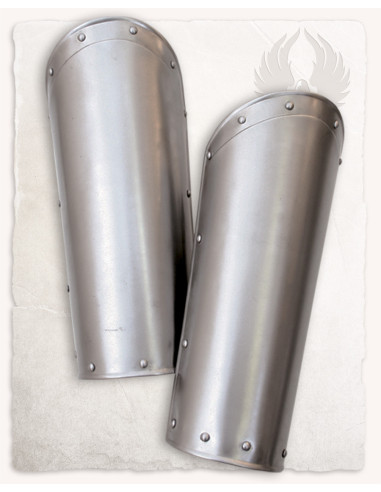 Balthasar medieval greaves, polished steel ⚔️ Medieval Shop
