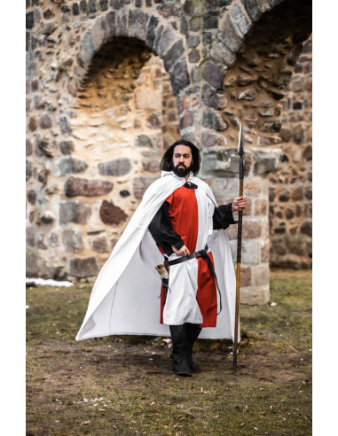 White Templar cape with red cross on the back ⚔️ Medieval Shop