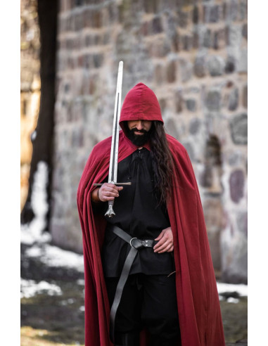 Long red medieval cape, Gunnar model ⚔️ Medieval Shop