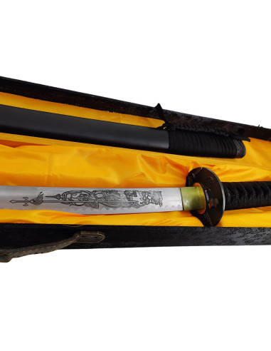 Decorative black saya katana with wooden box (103 cm.) ⚔️ Medieval Shop