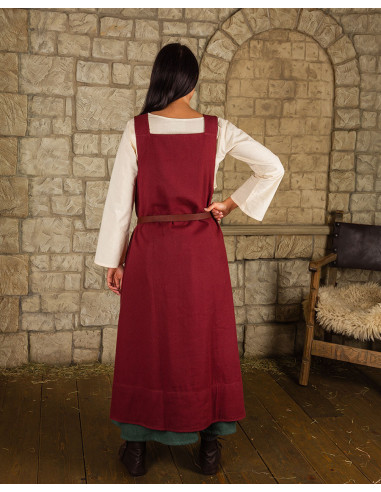Apron-style dress, Lientje model, burgundy ⚔️ Medieval Shop