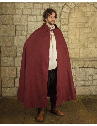Medieval cotton cloak Gora model, burgundy color ⚔️ Medieval Shop