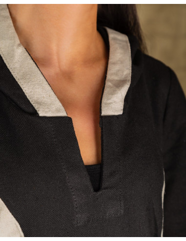 Black-cream medieval dress with hood model Iris ⚔️ Medieval Shop