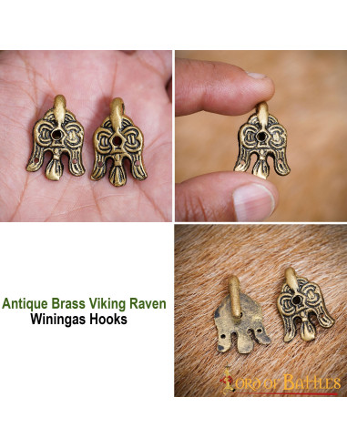 Set 2 Viking hooks with Odin's raven ⚔️ Medieval Shop