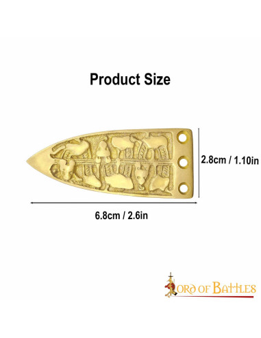 Decorative viking belt tip in brass ⚔️ Medieval Shop