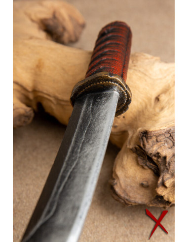 Red throwing knife, tanto type, for LARP ⚔️ Medieval Shop