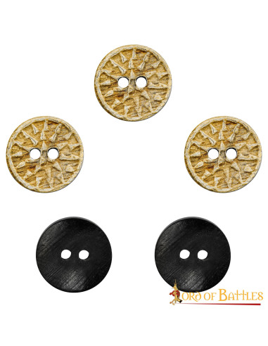 Set 5 medieval buttons decorated in horn horn ⚔️ Medieval Shop