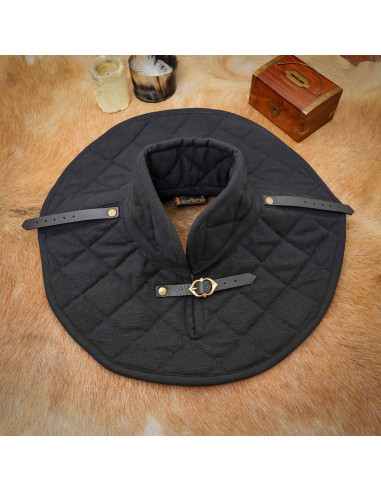 Medieval black gorget padded high neck in cotton ⚔️ Medieval Shop