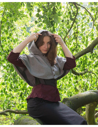 Medieval Notker shoulder guard with hood - gray ⚔️ Medieval Shop