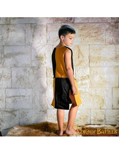Lion Rampant shield child tabard, yellow-black ⚔️ Medieval Shop