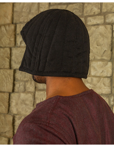 Medieval protective padded cap Arthur - black ⚔️ Medieval Shop