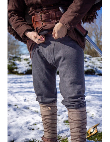 Fimbul Herringbone Pattern Wool Blend Pants, Black ⚔️ Medieval Shop