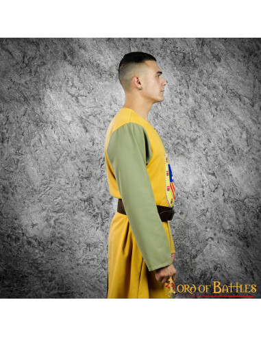 Medieval two-tone olive-mustard tabard with heraldic shield ⚔️ Medieval ...