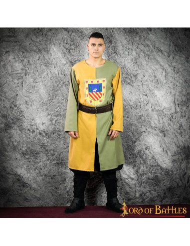 Medieval two-tone olive-mustard tabard with heraldic shield ⚔️ Medieval ...