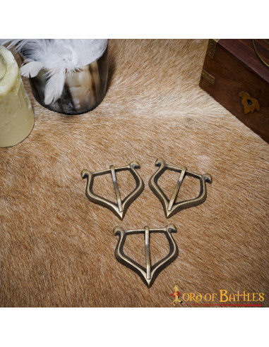 Set of 3 small medieval buckles in antique brass ⚔️ Medieval Shop