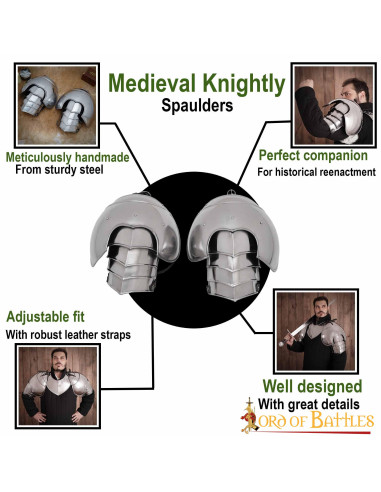 Polished Finish Fantasy Shoulder Pads (20 Gauge) ⚔️ Medieval Shop