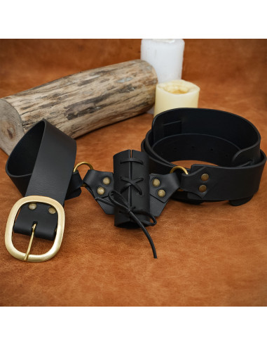 Medieval leather baldric with belt, for swords. ⚔️ Medieval Shop