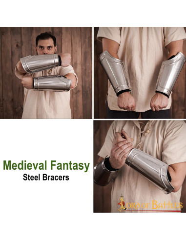 Medieval fantasy steel bracers, polished finish ⚔️ Medieval Shop