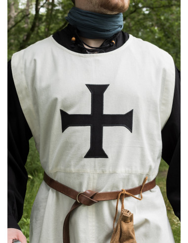 Templar tabard for Teutonic knights, natural-black ⚔️ Medieval Shop