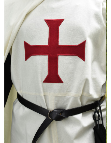 Knights Templar tabard with pâté cross, natural-red ⚔️ Medieval Shop