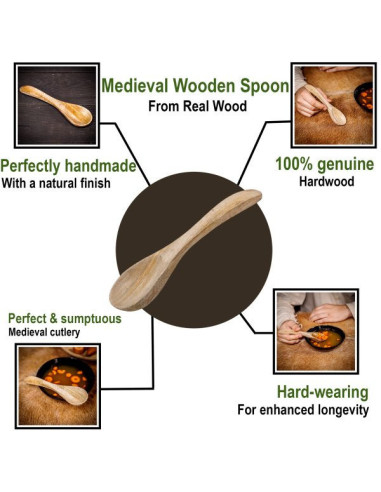 Functional wooden medieval spoon, 19 cm. ⚔️ Medieval Shop