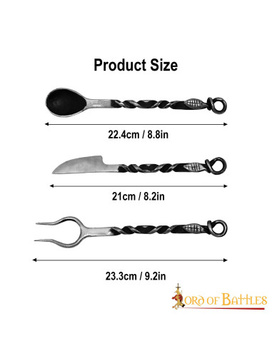 Set of medieval cutlery, fork, knife and spoon ⚔️ Medieval Shop