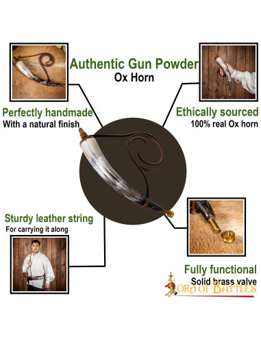 Gunpowder made of genuine ox horn (30 35 cm.) ⚔️ Medieval Shop