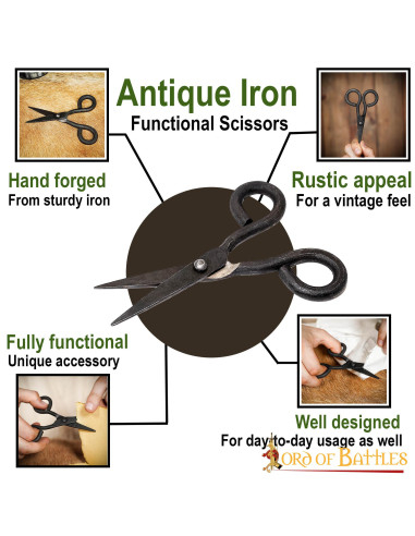 Functional medieval scissors in wrought iron ⚔️ Medieval Shop