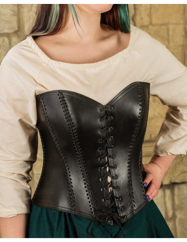 Medieval leather bodice model Tamara, black ⚔️ Tienda-Medieval - ⚔️ ...